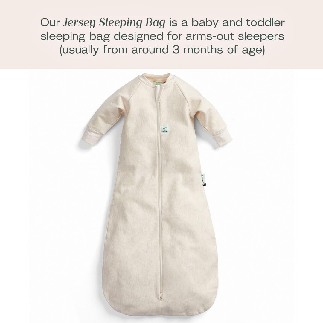 ergoPouch 3.5 Tog Jersey Sleeping Bag - Organic Cotton Baby Sleeping Bag, Made of Soft & Breathable Material (Oatmeal Marle, 8-24 months)