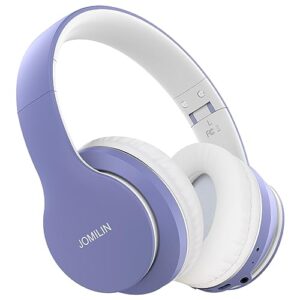 jomilin b9 wireless headphones over-ear, 60 hours playtime lightweight folding hi-fi stereo bass bluetooth headset with mic, volume control headphones for ipad/travel/tablet/pc (purple)