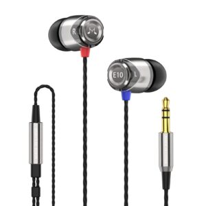 soundmagic e10 wired earphones no microphone hifi stereo earbuds noise isolating in ear headphones powerful bass tangle free cord gunmetal