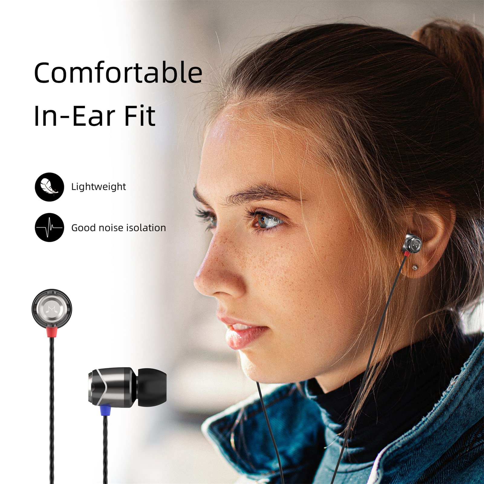 SoundMAGIC E10 Wired Earphones No Microphone HiFi Stereo Earbuds Noise Isolating in Ear Headphones Powerful Bass Tangle Free Cord Gunmetal