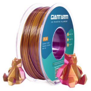 giantarm tri-colors silk pla filament, 3d printer filament 1.75mm +/-0.02mm, 1kg (2.2lbs) spool, vacuum packaging（red+gold+purple）