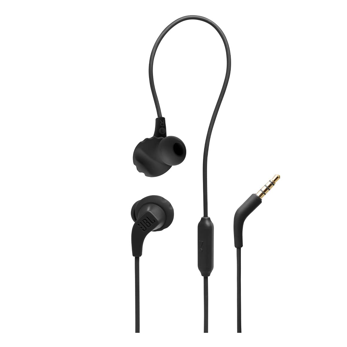 JBL Endurance Run 2 Wired - Waterproof Wired Sports in-Ear Headphones, Pure Bass Sound, Hands-free calls, Never hurt. Never fall out. (Black)