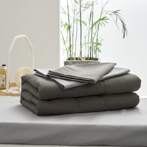 UOZZI BEDDING 4 Pieces Toddler Bedding Set Ultra Soft and Breathable Toddler Sheet Set - Includes Comforter, Flat Sheet, Fitted Sheet and Pillowcase - Dark Gray & Gray