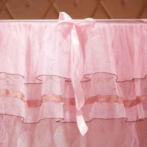 UOZZI BEDDING 4 Corners Post Pink Canopy Bed Curtain for Girls & Adults - Cute Cozy Drape Square Netting for Twin Bed - 4 Opening 58" W x 80" L Mosquito Net - Princess Bedroom Decoration