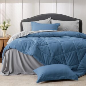 Bedsure Blue Full Comforter Set - 7 Pieces Reversible Bed Set Bed in a Bag Full with Comforters, Sheets, Pillowcases & Shams, Full Bedding Sets