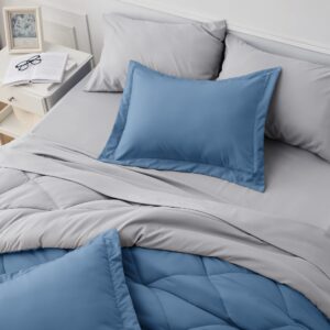 Bedsure Blue Full Comforter Set - 7 Pieces Reversible Bed Set Bed in a Bag Full with Comforters, Sheets, Pillowcases & Shams, Full Bedding Sets