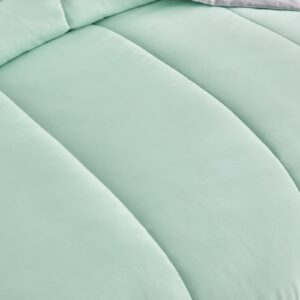 UOZZI BEDDING Green King Comforter Set 7 Pieces Bed in a Bag with Spring Comforter King Size,Gray Sheets, Pillowcases & Shams Reversible Soft All Season Bed Set