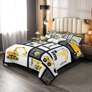 feelyou boys construction bedding set king size kids machinery truck comforter for children construction site car vehicle decor comforter set excavators quilt set bedroom decor quilt cover 3pcs