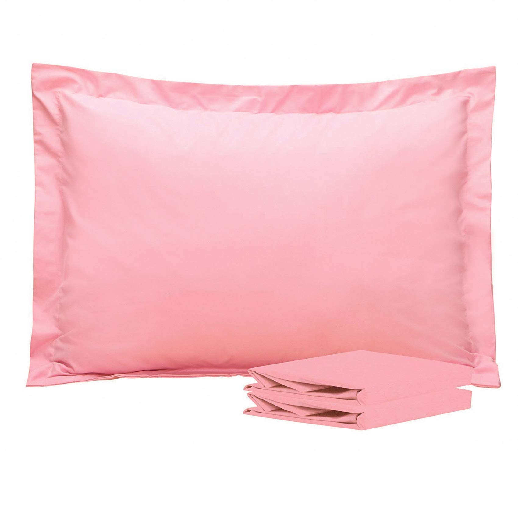 NTBAY Standard Pillow Shams - 2 Pack Brushed Microfiber 20x26 Sham Covers - Super Soft and Cozy, Wrinkle, Fade, Stain Resistant 20x26 Inches Oxford Pillowcases, Pink