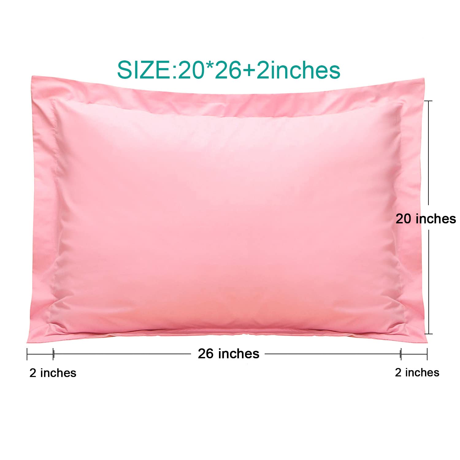 NTBAY Standard Pillow Shams - 2 Pack Brushed Microfiber 20x26 Sham Covers - Super Soft and Cozy, Wrinkle, Fade, Stain Resistant 20x26 Inches Oxford Pillowcases, Pink