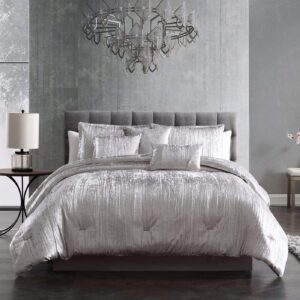 riverbrook home turin comforter set, queen, silver, 7-piece set