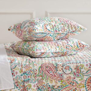 SLEEP ZONE 3-Piece Printed Quilt Set - Full/Queen Size - Lightweight Reversible Bedding Coverlet Set for All Season (Classic Paisley Pattern), Full/Queen (90x96 inch | 2 Pillow Shams)