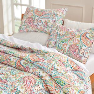 SLEEP ZONE 3-Piece Printed Quilt Set - Full/Queen Size - Lightweight Reversible Bedding Coverlet Set for All Season (Classic Paisley Pattern), Full/Queen (90x96 inch | 2 Pillow Shams)