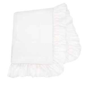 lambs & ivy signature white cotton sateen ruffle baby/toddler quilt