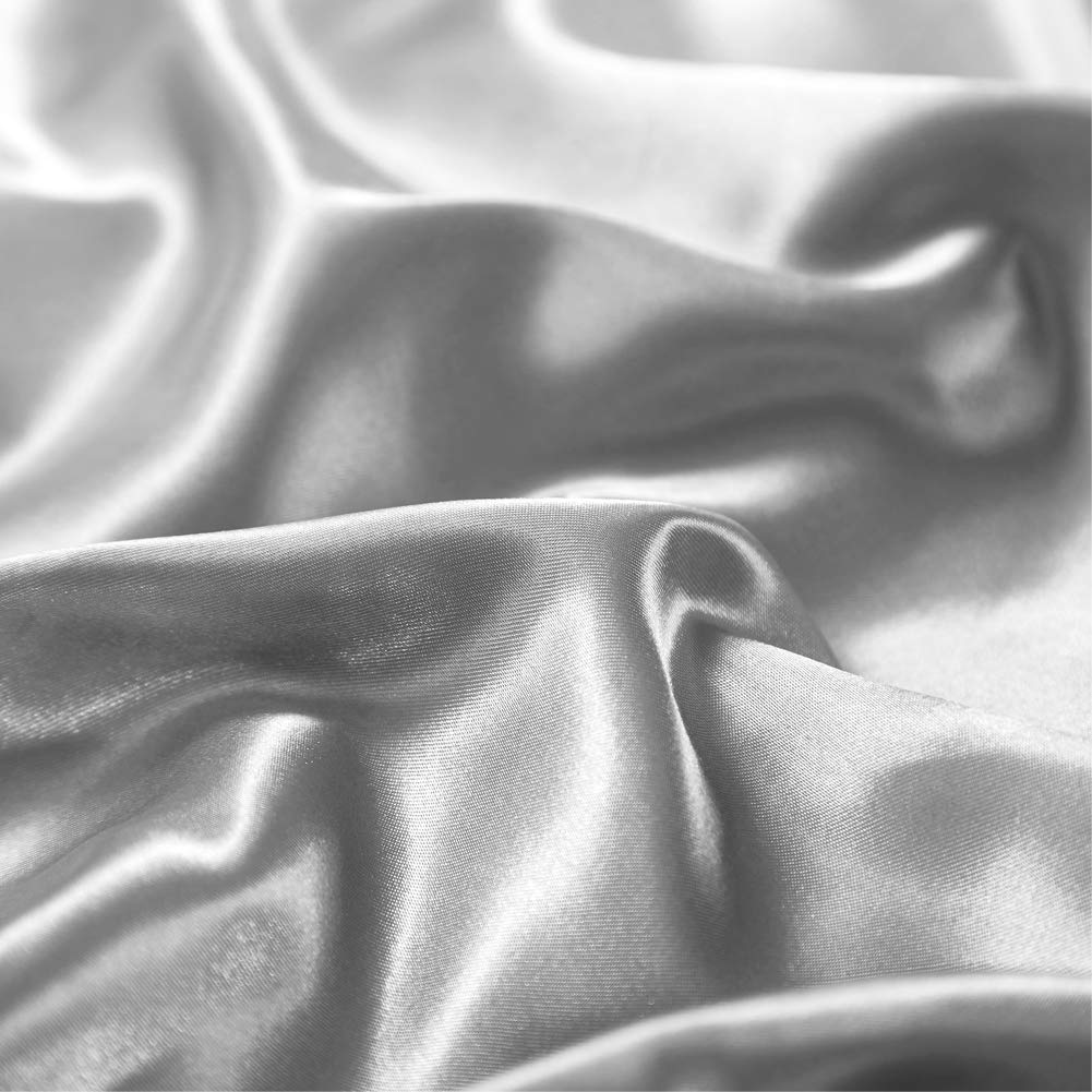 AiMay Satin Duvet Cover Set Bedding Sets Luxury Rich Silk Silky Super Soft Solid Color 2 Piece (1 Duvet cover +1 Pillowcase) Honeymoon Sexy Reversible Stain-Resistant Wrinkle Free (Twin,Grey)