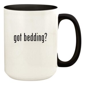 Knick Knack Gifts got bedding? - 15oz Ceramic Colored Handle and Inside Coffee Mug Cup, Black