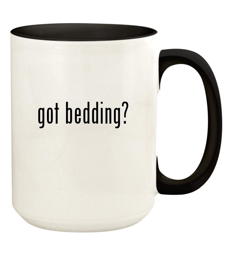 Knick Knack Gifts got bedding? - 15oz Ceramic Colored Handle and Inside Coffee Mug Cup, Black