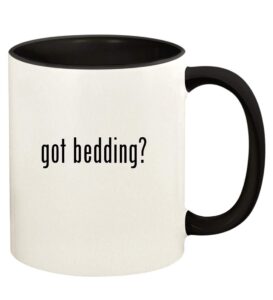 knick knack gifts got bedding? - 11oz ceramic colored handle and inside coffee mug cup, black