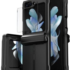 CaseBorne V Compatible with Samsung Galaxy Z Flip 5 Case - Rugged Protective Case with Semi-Auto Hinge Cover and Tempered Glass Screen Protector, [Made of Recycled Materials]