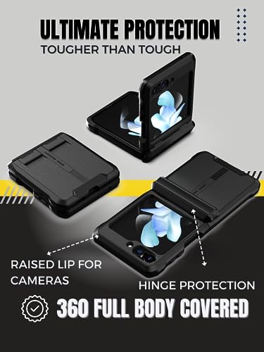 CaseBorne V Compatible with Samsung Galaxy Z Flip 5 Case - Rugged Protective Case with Semi-Auto Hinge Cover and Tempered Glass Screen Protector, [Made of Recycled Materials]