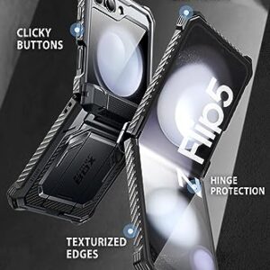 i-Blason for Samsung Galaxy Z Flip 5 Case with Stand, [Built-in Screen Protector] [Hinge Protection], Full-Body Protection Magnetic Phone Case for Galaxy Z Flip 5, Black