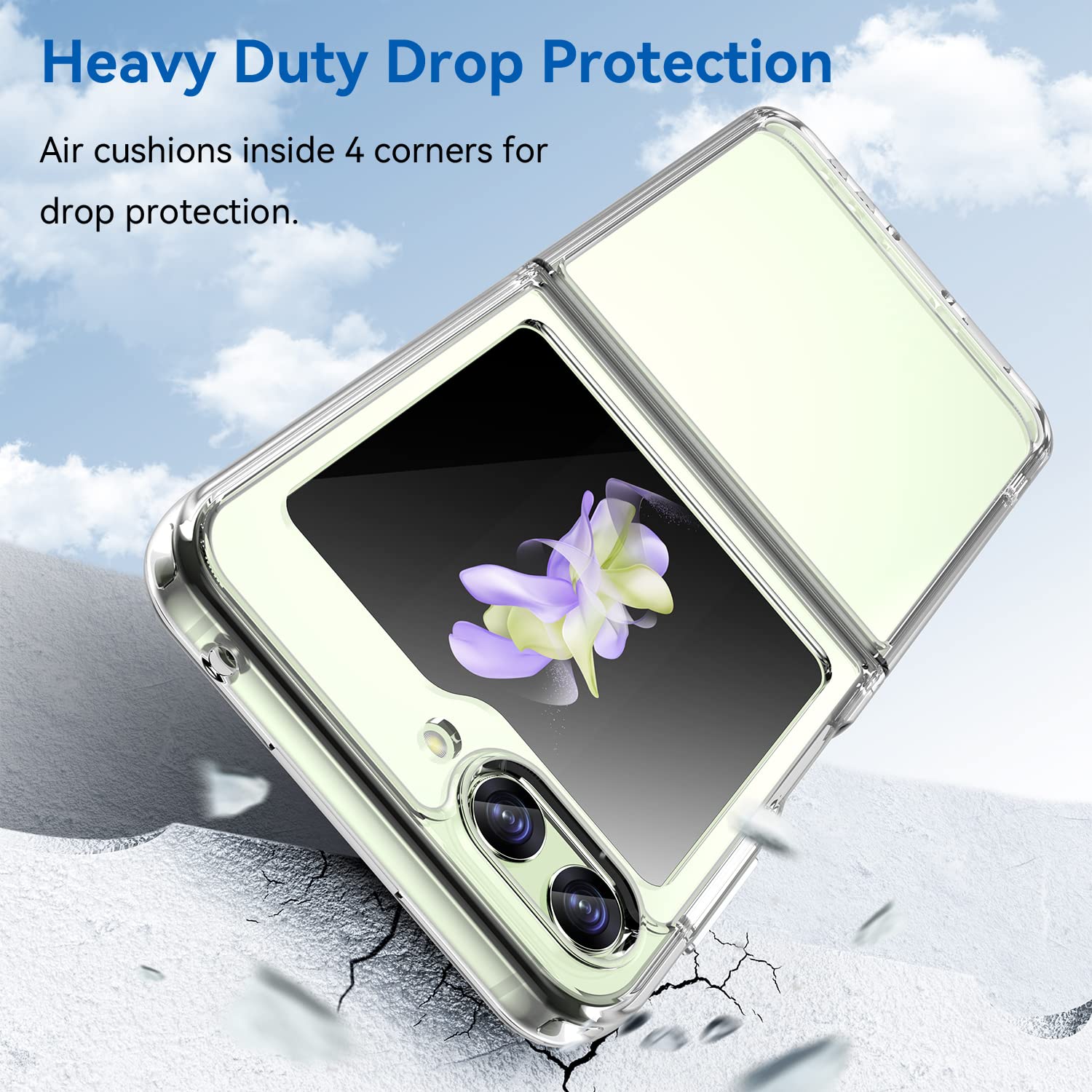 Taneny for Samsung Galaxy Z Flip 5 Case,Slim Thin Lightweight Hard PC Crystal Cover Soft Bumper Shockproof Protection Phone Case for Samsung Galaxy Z Flip 5 5G (Clear)