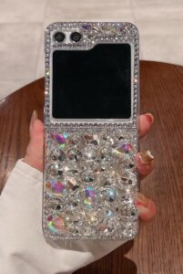 case for samsung galaxy z flip 5,samsung z flip 5 stylish pretty bling beauty tpu case slim hybrid shockproof bumper raised edge cover for samsung galaxy z flip 5 for girls women silver