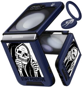 funermei (2in1 for samsung galaxy z flip 5 case skull for women cute kids boys phone cover funny cool skeleton goth design with ring stand unique teens funda for samsung z flip 5 cases 6.7'' (2023)