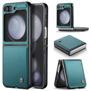 taneny for samsung galaxy z flip 5 case, slim pu leather shockproof protection anti-scratch phone cover case for samsung galaxy z flip 5 5g 2023 (teal)