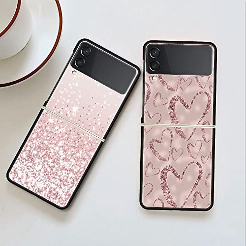 Shiny Pink Cool Case for Samsung Galaxy Z Flip 3 4 5G Black Hard PC Phone Housing Segmented Cover,Z5,for Z flip