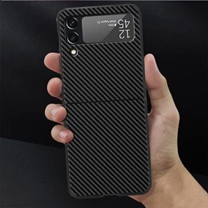 HANASE Black Carbon Fiber Phone Case for Samsung Galaxy Z Flip 3 5G Z Flip 4 ZFlip3 ZFlip zflip Flip4 ZFlip4,Z5,for Z Flip 3 5G