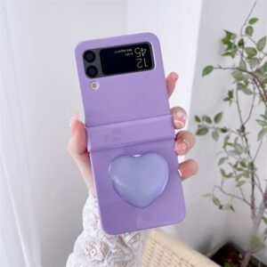 cute love heart stand phone case for samsung galaxy z flip 4 3 zflip3 zflip4 hard cover holder solid shell bracket,z5,for z flip 4