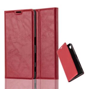 cadorabo book case compatible with sony xperia z5 premium in apple red - with magnetic closure, stand function and card slot - wallet etui cover pouch pu leather flip