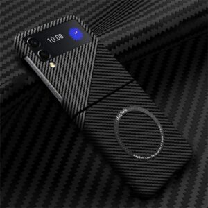 carbon fiber magnetic phone cases for samsung galaxy z flip 3 z flip 4 5g hard pc back cover,z5,for z flip 3