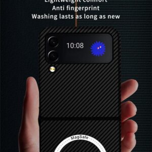 Carbon Fiber Magnetic Phone Cases for Samsung Galaxy Z Flip 3 Z Flip 4 5G Hard PC Back Cover,Z5,for Z Flip 3