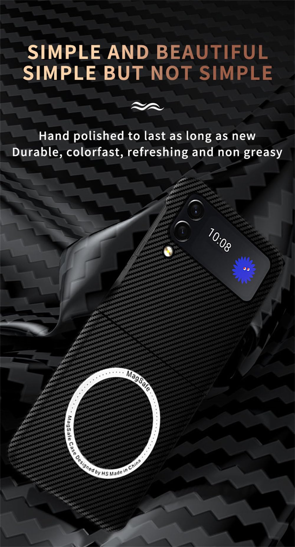 Carbon Fiber Magnetic Phone Cases for Samsung Galaxy Z Flip 3 Z Flip 4 5G Hard PC Back Cover,Z5,for Z Flip 3