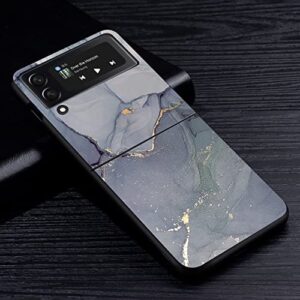 granite marble phone case for samsung galaxy z flip 3 z flip 3 5g flip3 flip4 black hard pc cover,z5,for z flip 3 5g