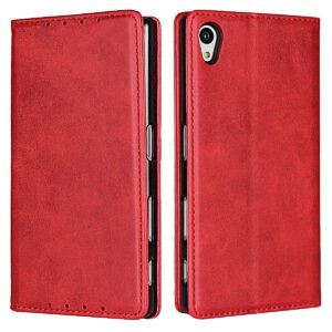 cellphone flip case leather wallet case for sony xperia z5, premium vegan leather case [shockproof tpu inner shell] slim shockproof protective phone case compatible with sony xperia z5 protective case