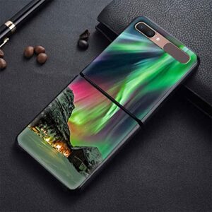 hanase northern lights sky black pc hard cover for samsung galaxy z flip 4 z flip3 5g foldable phone case shell,z5,for z flip