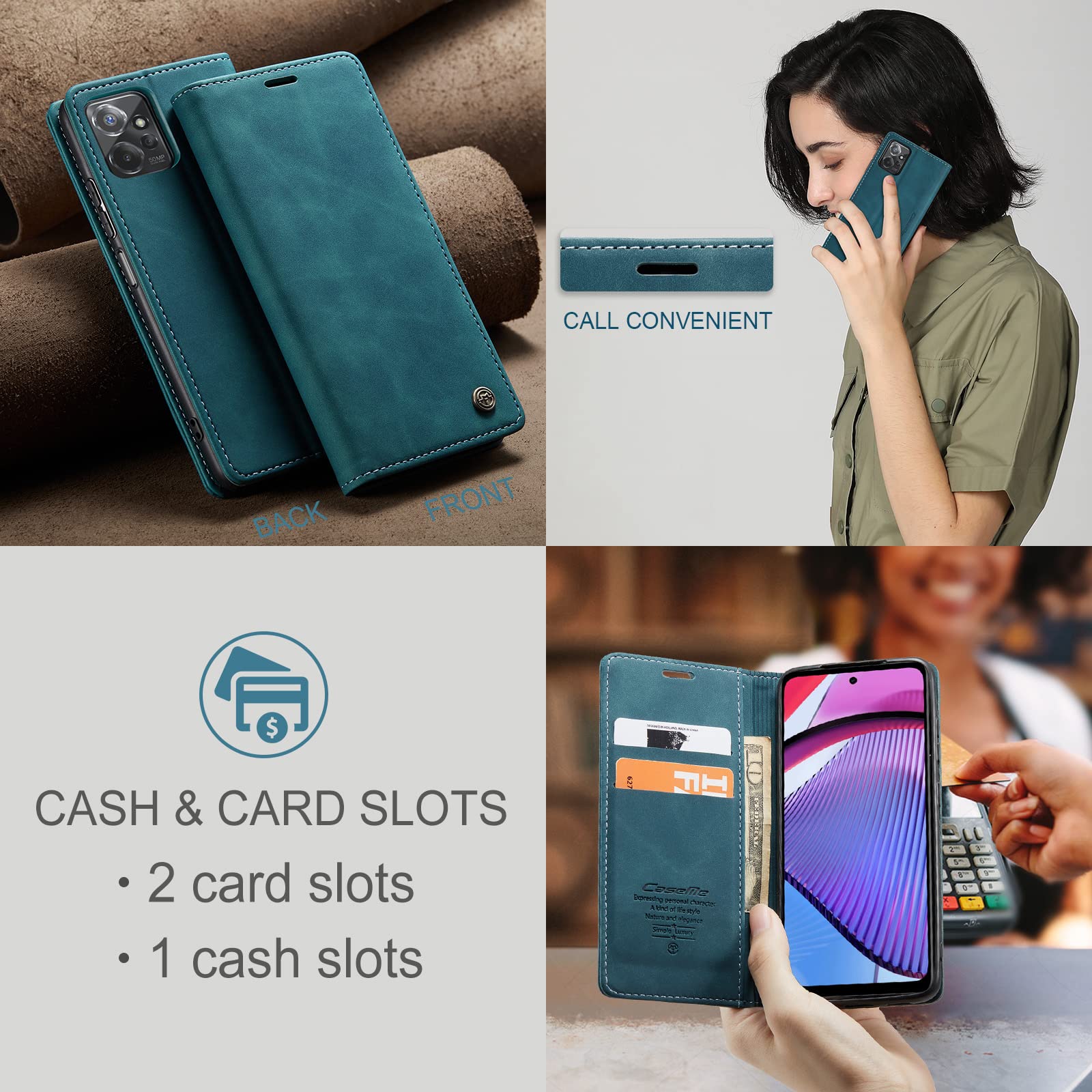 Kowauri for Moto G Power 5G 2023 Case,Leather Wallet Case Classic Design with Card Slot and Magnetic Closure Flip Fold Case for Motorola Moto G Power 5G 2023 (Teal)