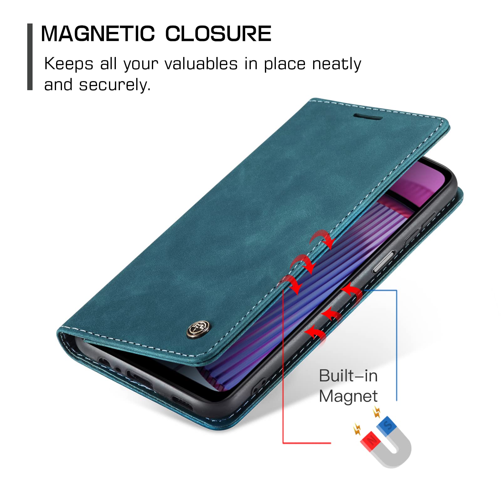 Kowauri for Moto G Power 5G 2023 Case,Leather Wallet Case Classic Design with Card Slot and Magnetic Closure Flip Fold Case for Motorola Moto G Power 5G 2023 (Teal)