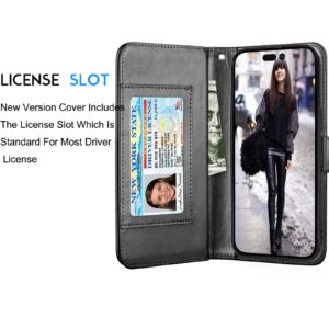 Tekcoo Wallet Case Compatible with iPhone 14 Plus (6.7 inch) 2022 Luxury ID Cash Credit Card Slots Holder Carrying Pouch Folio Flip PU Leather Cover [Detachable Magnetic Hard Case] - Black