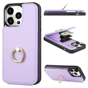 vofolen for iphone 13 pro max wallet cover with card holder 360°rotation ring stand kickstand women girls pu leather double buttons flip cover rfid blocking protective case 6.7 inch violet