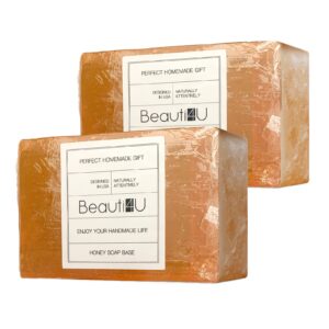 BEAUTI4U 2LB Honey Soap Base - Soap Making Supplies With Soap Making - Melt And Pour Soap Base - Melt And Pour Soap - Soap Making Supplies - Organic Soap Base For Soap Making