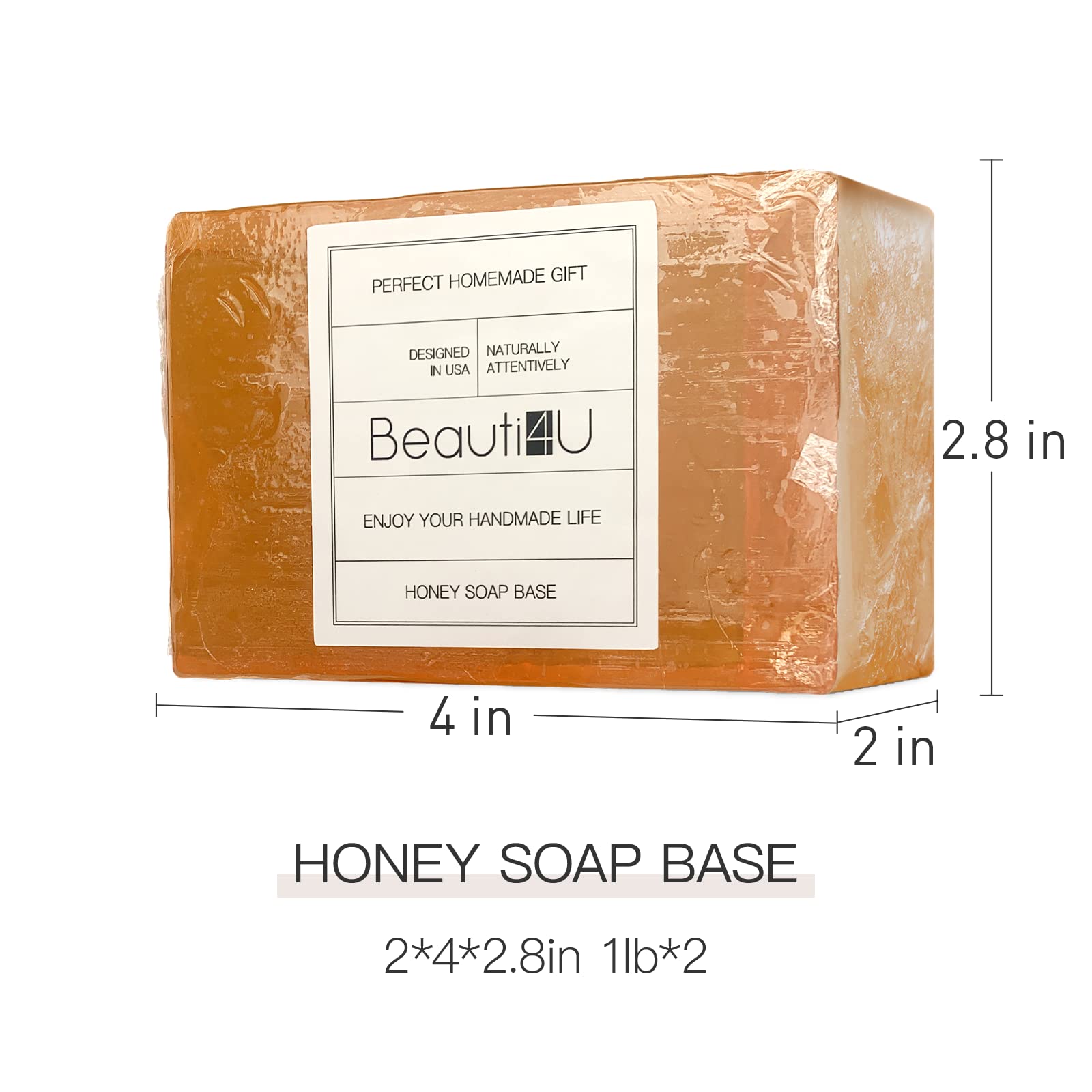 BEAUTI4U 2LB Honey Soap Base - Soap Making Supplies With Soap Making - Melt And Pour Soap Base - Melt And Pour Soap - Soap Making Supplies - Organic Soap Base For Soap Making