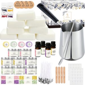 complete candle making kit for adults kids,candle making supplies include soy wax for candle making,fragrance oils candle wicks dyes jars melting pot,diy starter scented adults beginners craft kits