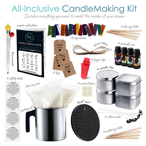 Hearth & Harbor Soy Candle Making Kit for Adults & Kids, DIY Candle Making Supplies for Beginners, Natural Soy Wax Complete Candle Making Kits - 2 Lbs