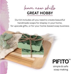 Pifito Soap Making Kit │ DIY Soap Making Supplies - 3 lbs Melt and Pour Soap Base (Shea Butter, Goats Milk, Oatmeal), 8-Pack Oxide Pigment Colorants Sampler, Mold and Instructions