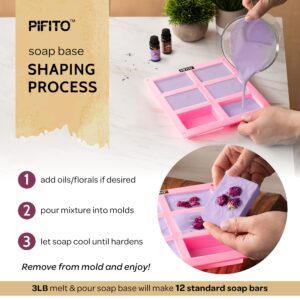 Pifito Soap Making Kit │ DIY Soap Making Supplies - 3 lbs Melt and Pour Soap Base (Shea Butter, Goats Milk, Oatmeal), 8-Pack Oxide Pigment Colorants Sampler, Mold and Instructions