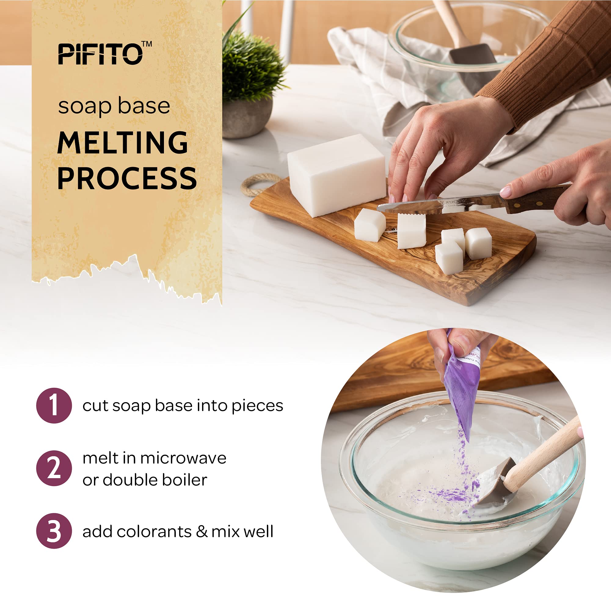 Pifito Soap Making Kit │ DIY Soap Making Supplies - 3 lbs Melt and Pour Soap Base (Shea Butter, Goats Milk, Oatmeal), 8-Pack Oxide Pigment Colorants Sampler, Mold and Instructions